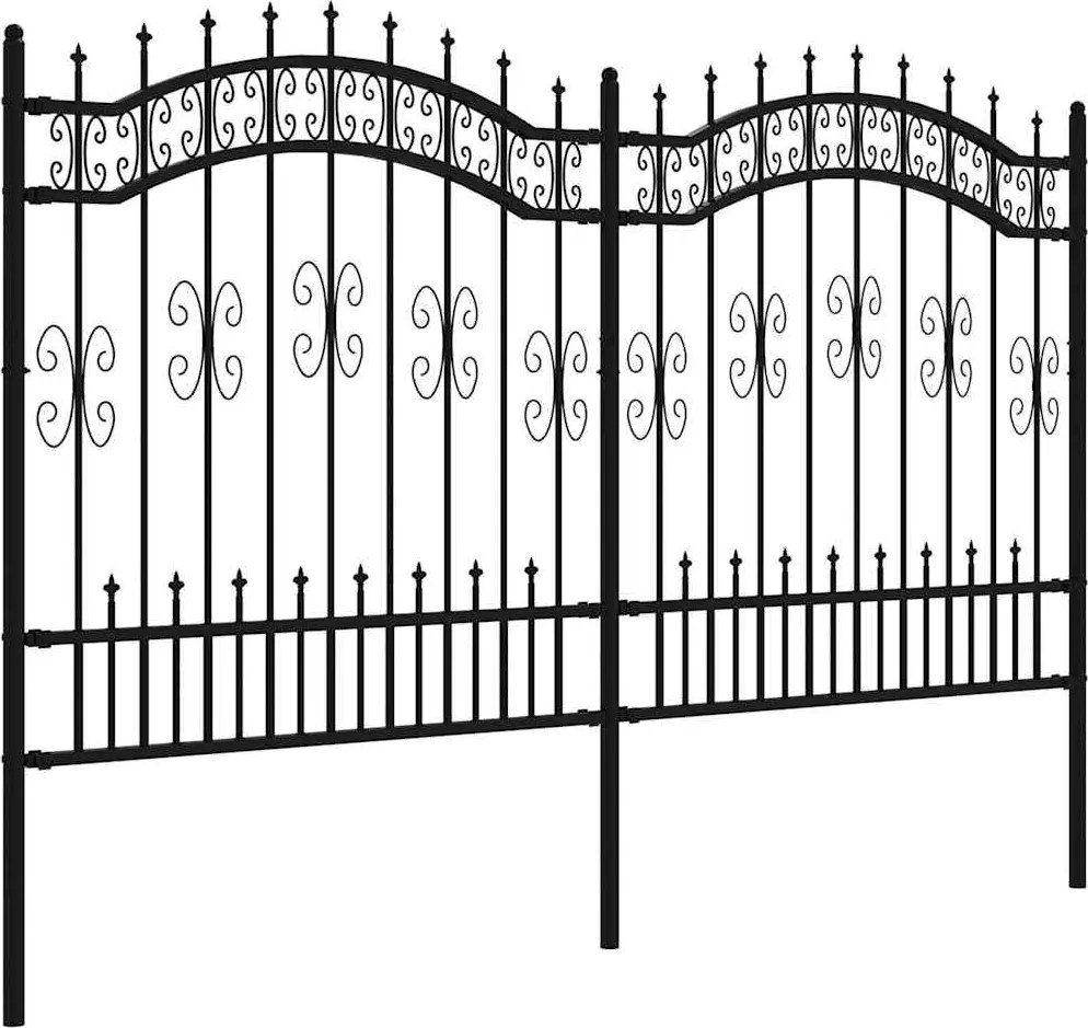 Zahradní plot KAMPEN s kopím nahoře černý 240 x 125 cm ocelový 151086