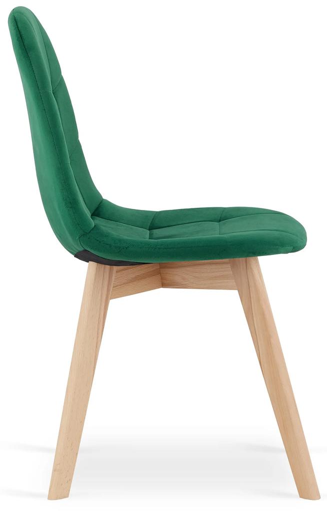 Zelená sametová jídelní židle BORA