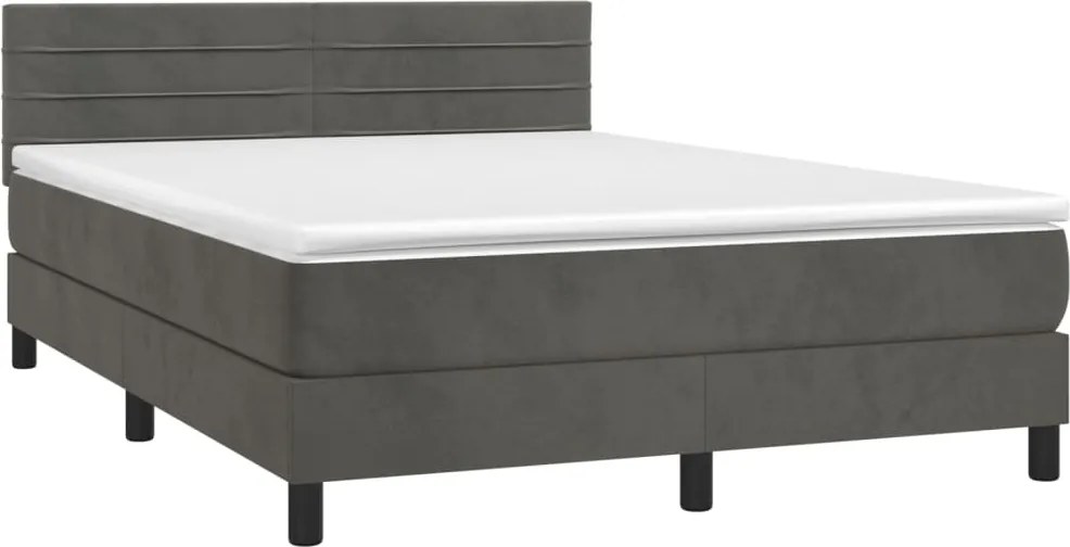 Box spring postel s matrací tmavě šedá 140x200 cm samet 3141366