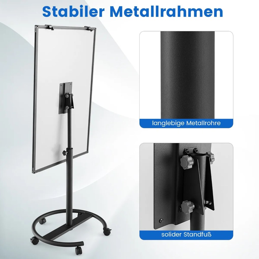 Costway Stojan na flipchart na kolečkách s magnety a popisovači, výška tabule