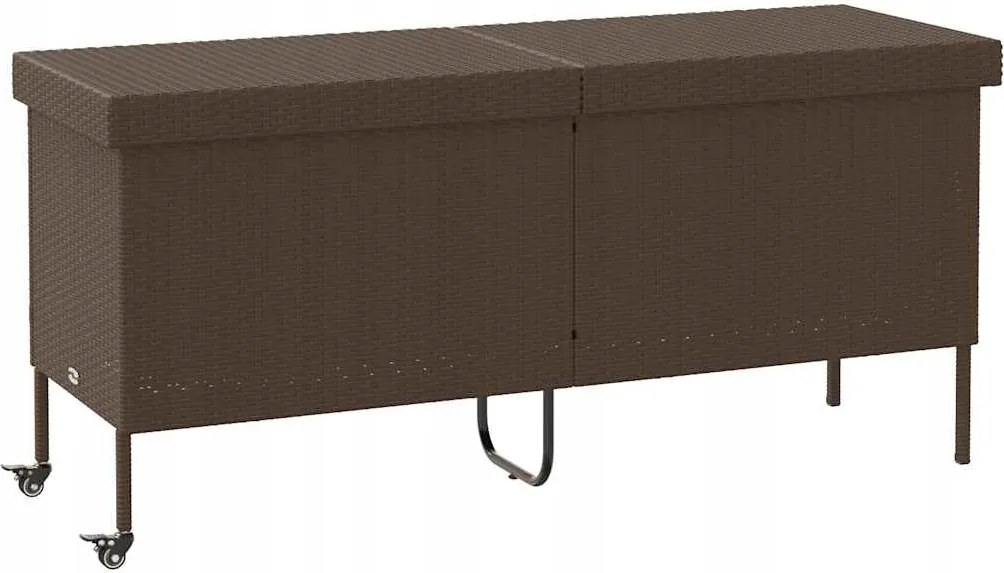 Fionshop 262981411 Zahradní úložný box s kolečky hnědý 160x55x75 cm polyr