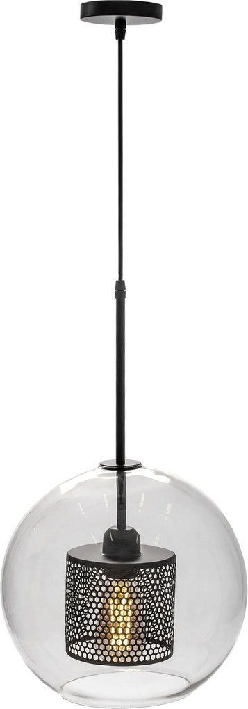 Toolight - Skleněná závěsná lampa 30cm 1xE27 60W APP559-1CP, černá, OSW-09669