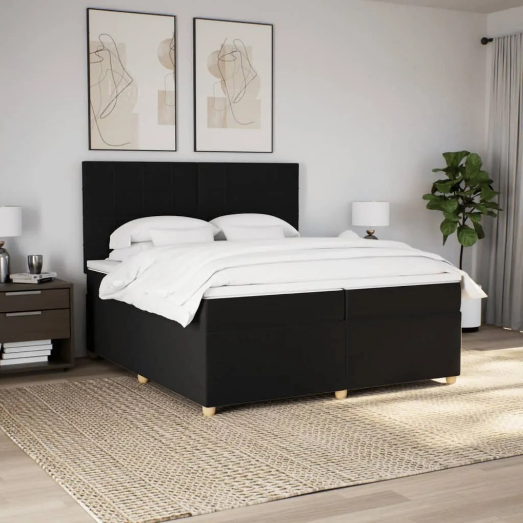 Box spring postel s matrací černá 200x200 cm textil 3291389