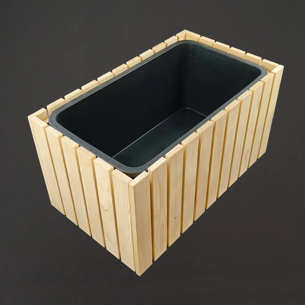 AMADEA Dřevěný designový vyvýšený záhon s nádobou uvnitř, 76x43,6x40cm, 60l nádoba