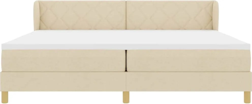 Postel s boxspringem s čelo Krémová 200 x 200 cm textil 3340302