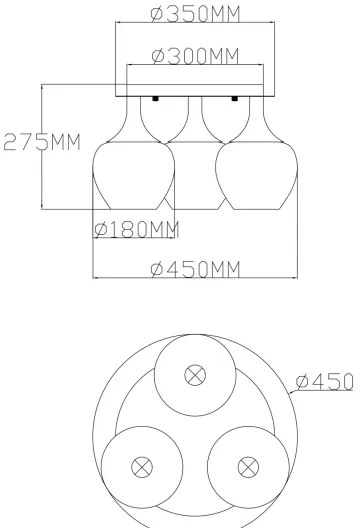 Globo 15548-3DK - Přisazený lustr MAXY 3xE27/40W/230V antracit