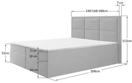 Čalouněná postel ROMA rozměr 180x200 cm Tmavě šedá