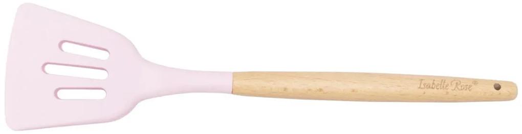Silikonová obracečka dřevěná pastelově růžová 32 cm (ISABELLE ROSE)