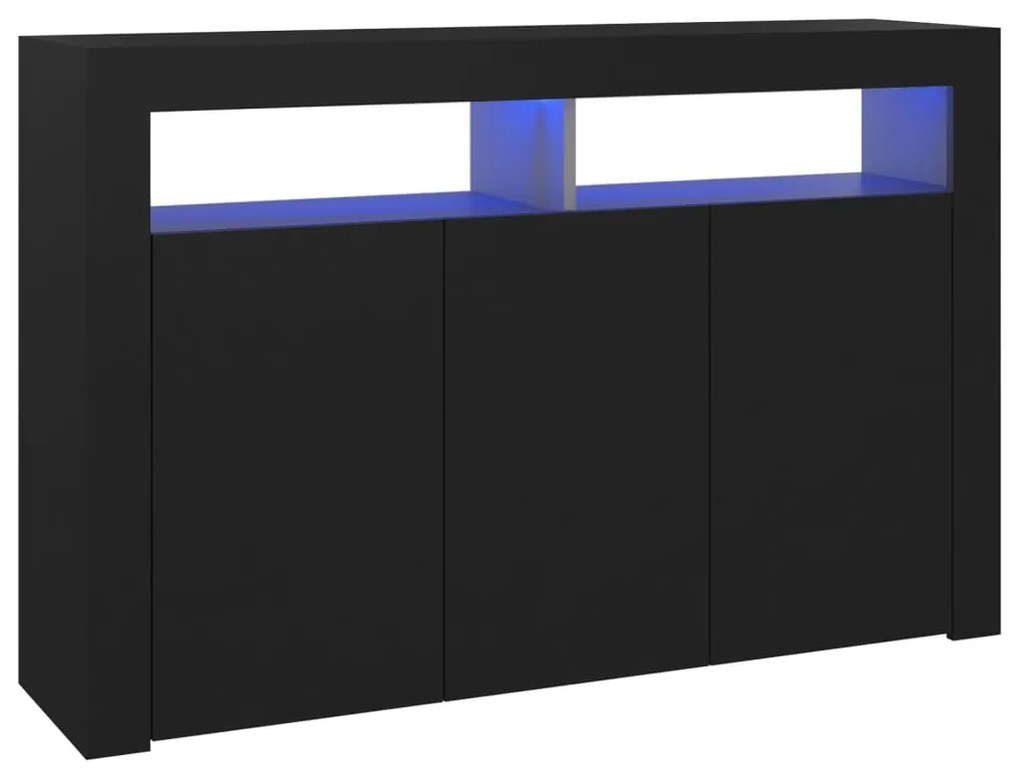 Příborník Liado s LED osvětlením - 115,5x30x75 cm | černý