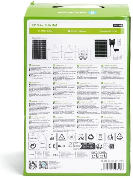 Aigostar - LED Solární lustr se senzorem 2xLED/35W/12V 6000 mAh 6500K pr. 10 cm