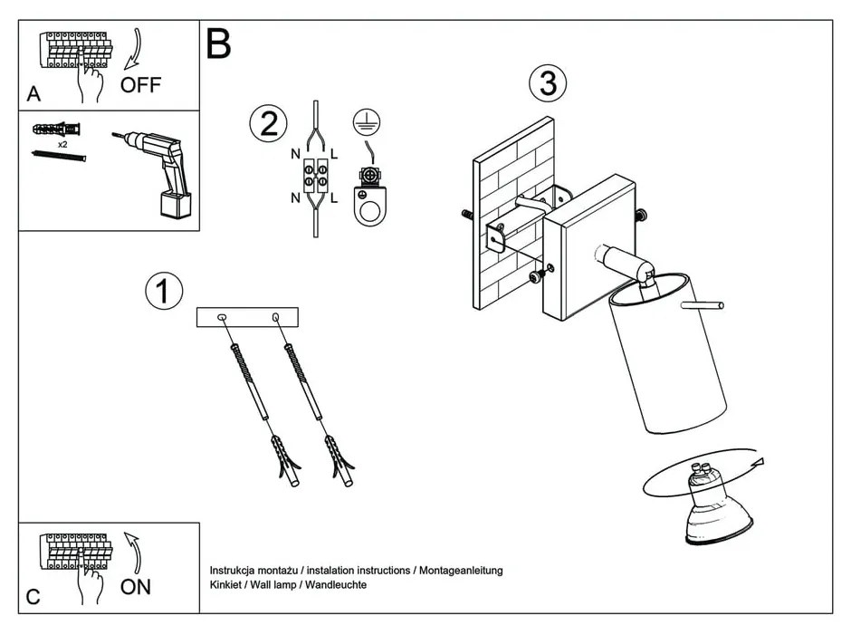 Černé bodové svítidlo 8x10 cm Etna – Sollux