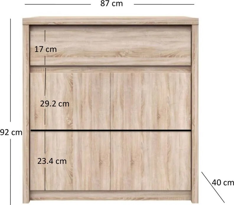 Komoda s dvířky a zásuvkou Norton 87 cm Dub Sonoma