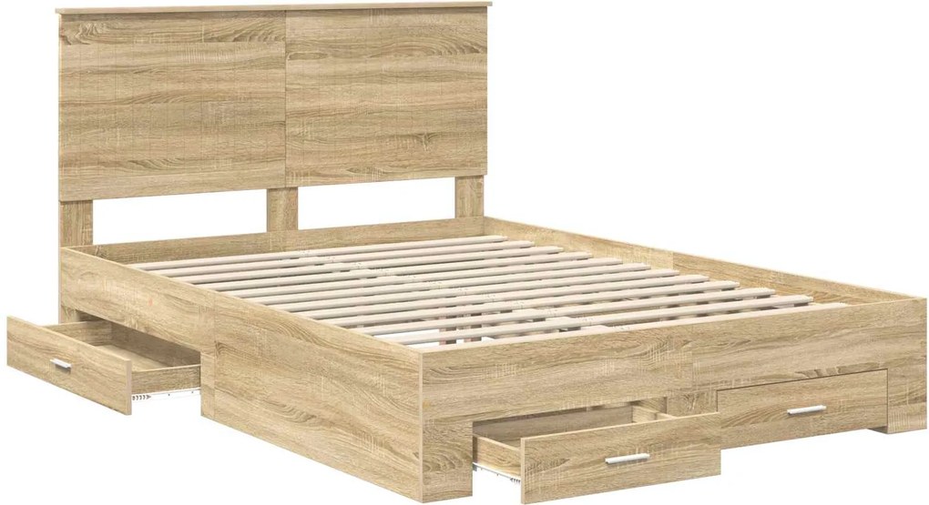 Rám postele s čelo Sonoma dub 135 x 190 cm Kompozitní dřevo 3411316