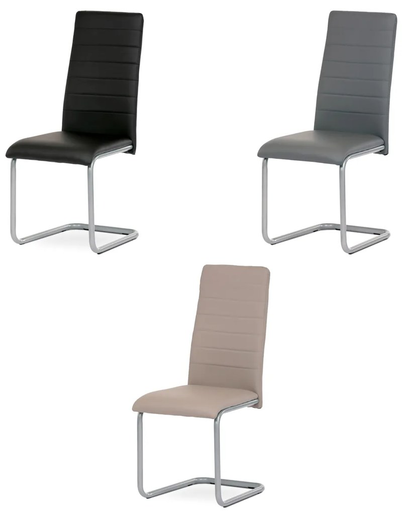 Jídelní židle DCL-402 BK koženka černá, kov šedý matný lak