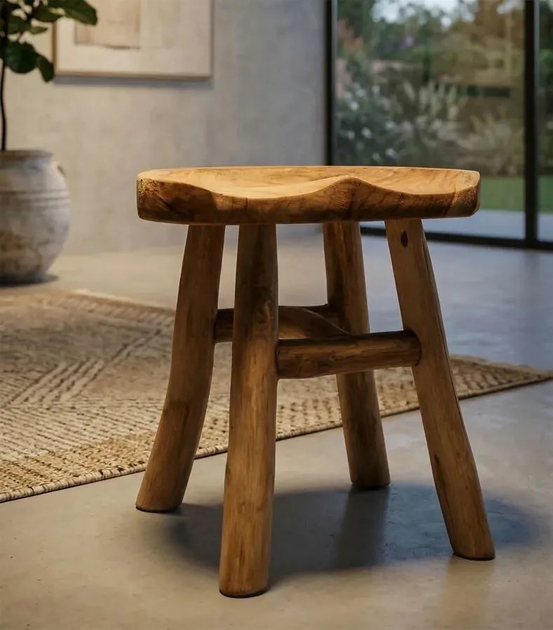 Stolička Teak 42 cm z masivu hnědá