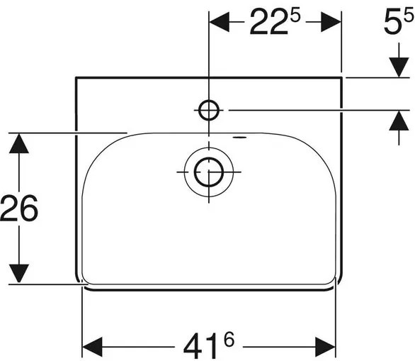 Geberit Smyle Square Umývátko s asymetrickým přepadem 45 cm, 500.222.01.1