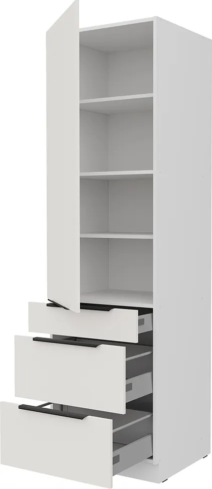 ARIA wh | vysoká skříňka 60 DKS-210 3S1F potravinová | UNI DVÍŘKA | 60 cm | PREMIUM BOX | bílá