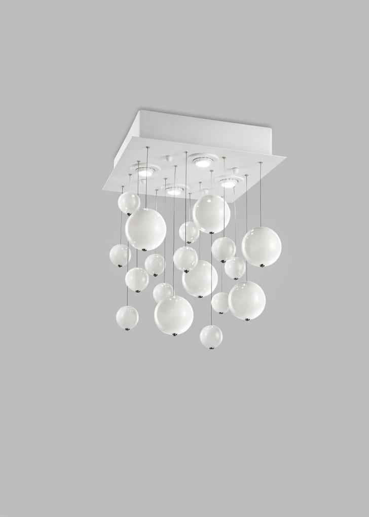 Metallux 254.340.02 Bolero, luxusní závěsné svítidlo, 18 kuliček bílého skla, 4x10W LED, 40x40cm, délka závěsu: 70cm