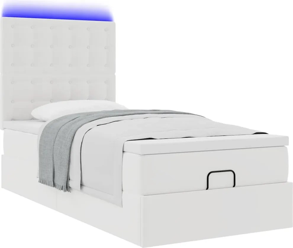 Osmanský rám postele s matrací bílý 90x190 cm umělá kůže 3313826