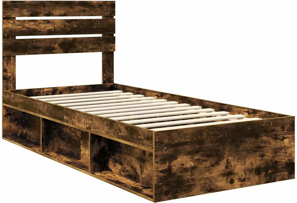 Rám postele Kouřový dub 100 x 200 cm Masivní borové dřevo 3411451