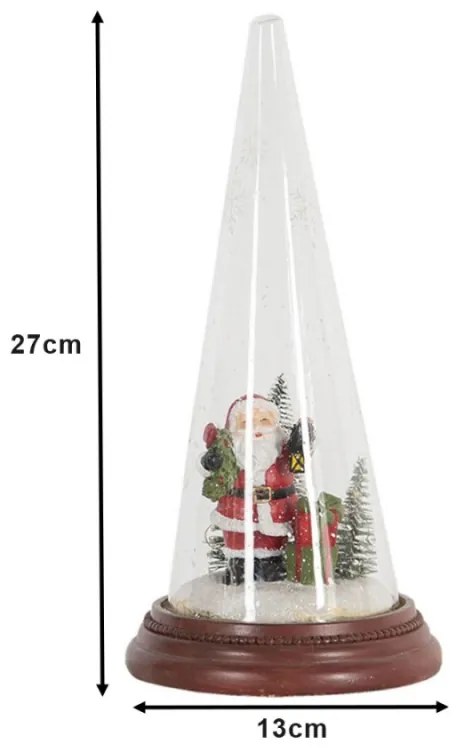 Dekorace Santa ve skleněném kuželu – 13x27 cm