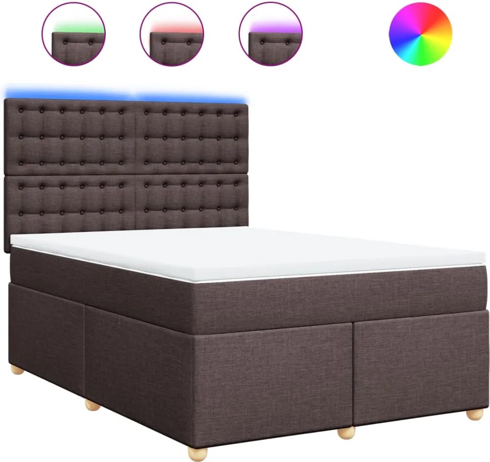 Box spring postel s matrací tmavě hnědá 140x190 cm textil 3293592