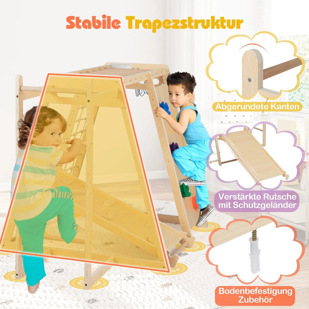 Costway 6-in-1 Vnitřní prolézačka hřiště se skluzavkou lezecká stěna