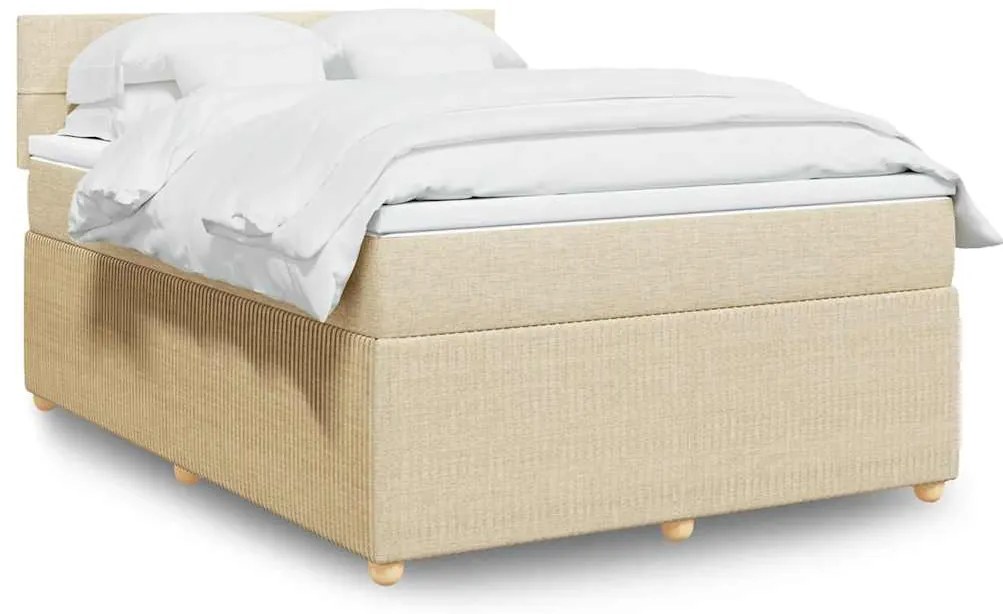 Box spring postel s matrací krémová 140x190 cm textil 3287456