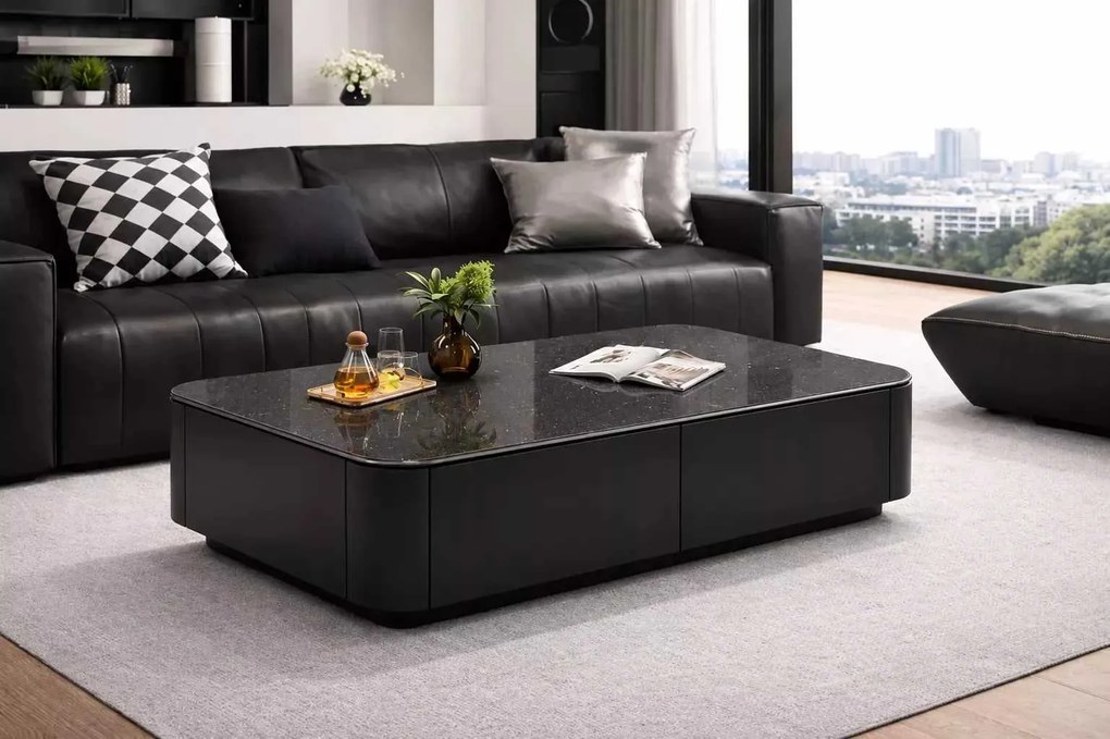 LuxuryForm DESIGN Konferenční stolek ASTON 120 × 60 × 36 cm – černý s tmavou deskou