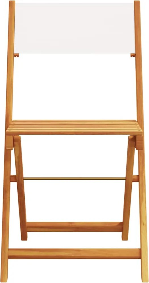3dílný bistro set krémově bílý textil a masivní dřevo 3281748