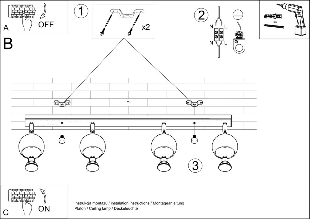 Sollux Lighting Stropní svítidlo OCULARE 4L bílé