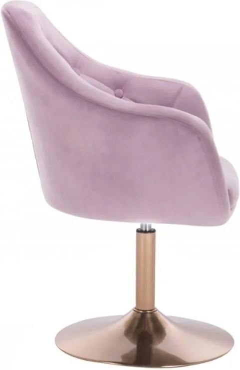 LuxuryForm DESIGN Otočné křeslo ANDORA VELUR na zlatém talíři - levandule