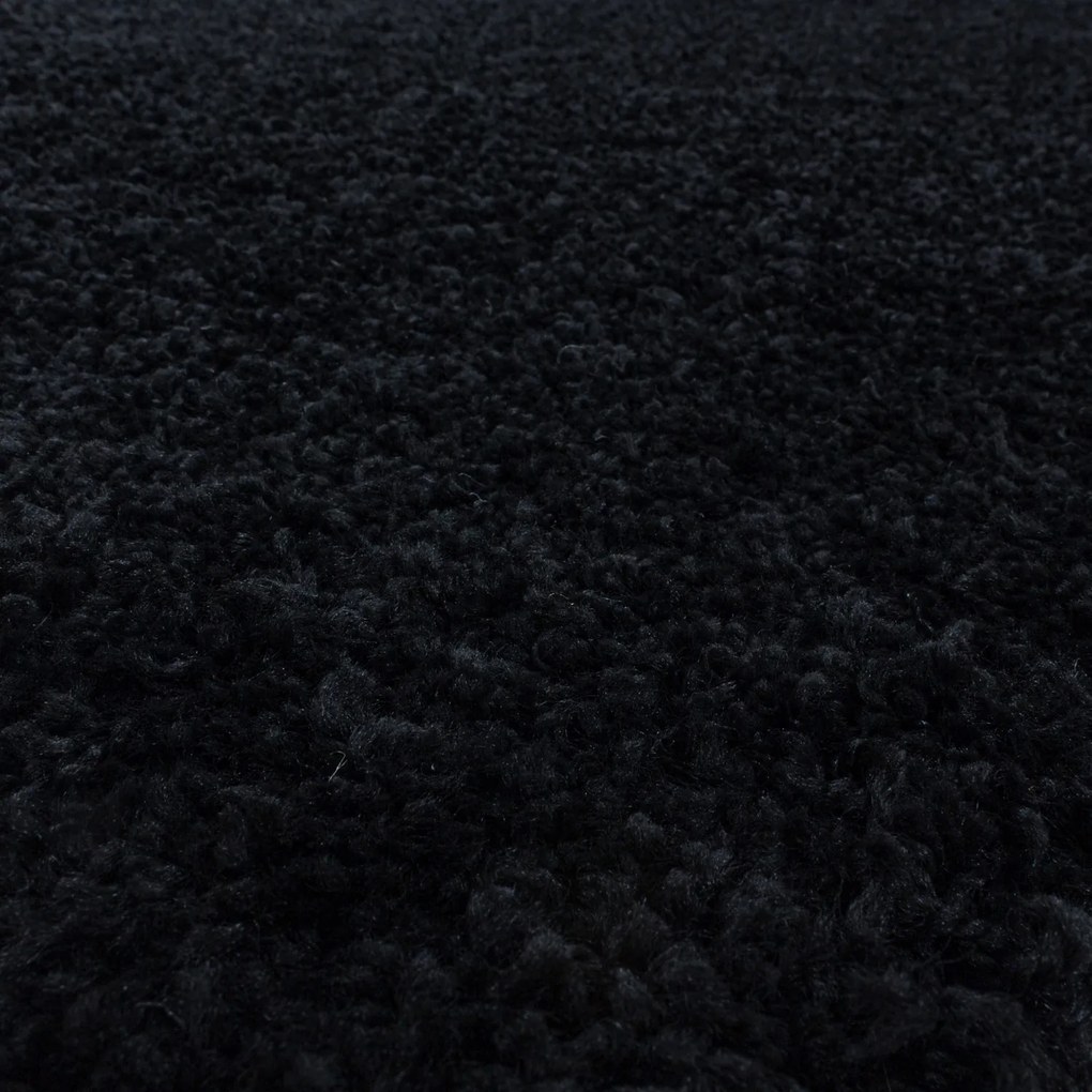 Ayyildiz, Kusový koberec Sydney Shaggy 3000 black, 60x110, černá, ložnice