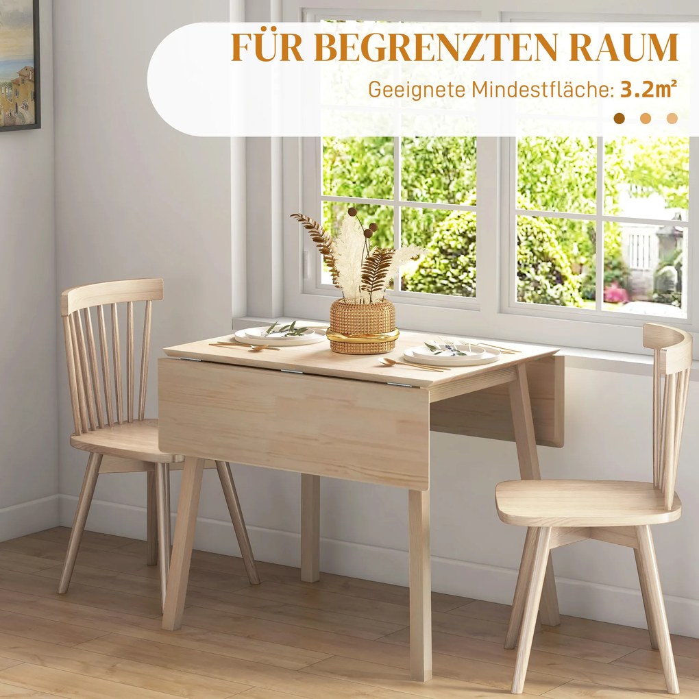 HOMCOM Rozkládací jídelní stůl Kuchyňský stůl pro 2-4 osoby ze dřeva 110 x 86 x 75 cm ideální do malých místností v přírodní barvě