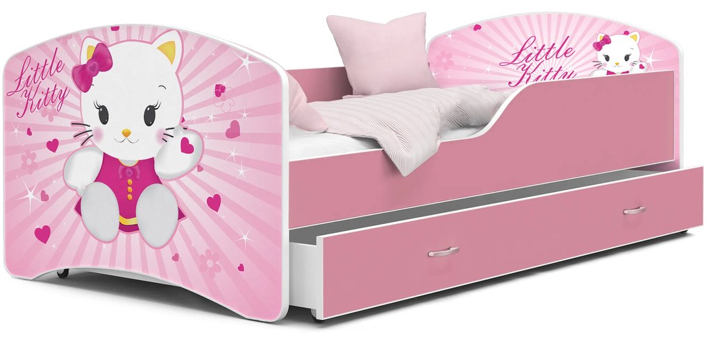 Dětská postel s obrázkem IVAN 180 x 80 cm - KOČIČKA 2