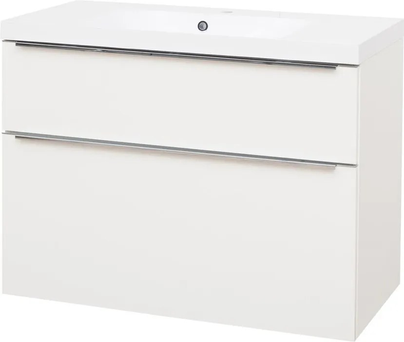 Mereo Mereo, Mailo, koupelnová skříňka s umyvadlem z litého mramoru 101 cm, bílá, dub, antracit, CN512M