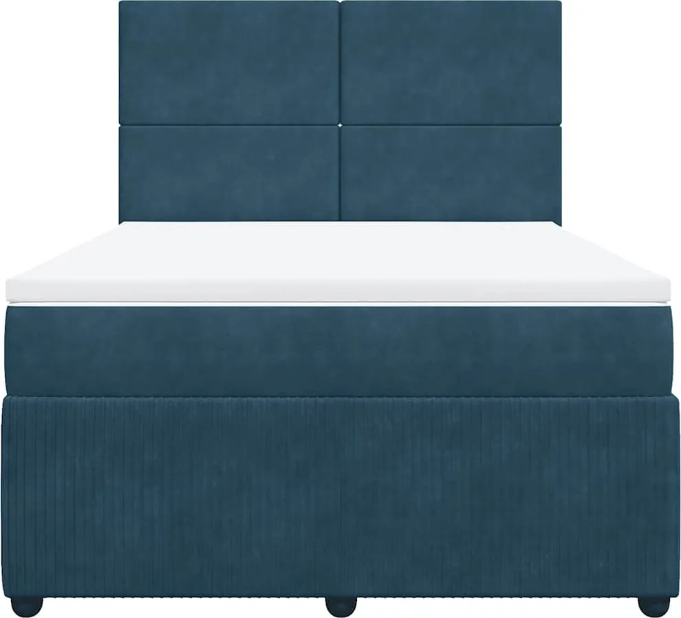 Box spring postel s matrací tmavě modrá 140x190 cm samet 3292332