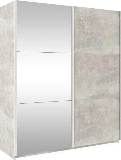 Nábytek Elegance Šatní skříň s policemi + kontejner TRENDY beton+zrcadlo Šatní skříň s policemi + kontejner TRENDY 130 beton+zrcadlo