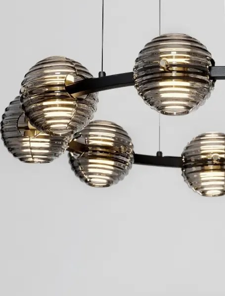 LED stmívatelný černo-zlatý moderní lustr Las 2