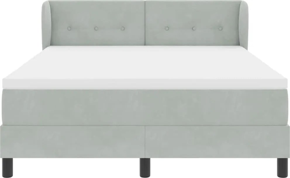 Postel s boxspringem s čelo Světle šedá 160 x 200 cm samet 3340394