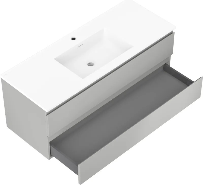 Mexen Orio, koupelnová skříňka 120 cm s umyvadlem Otis, 2 zásuvky, šedá matná/bílá matná, 91A10-12047-2-BFF62-W18M01