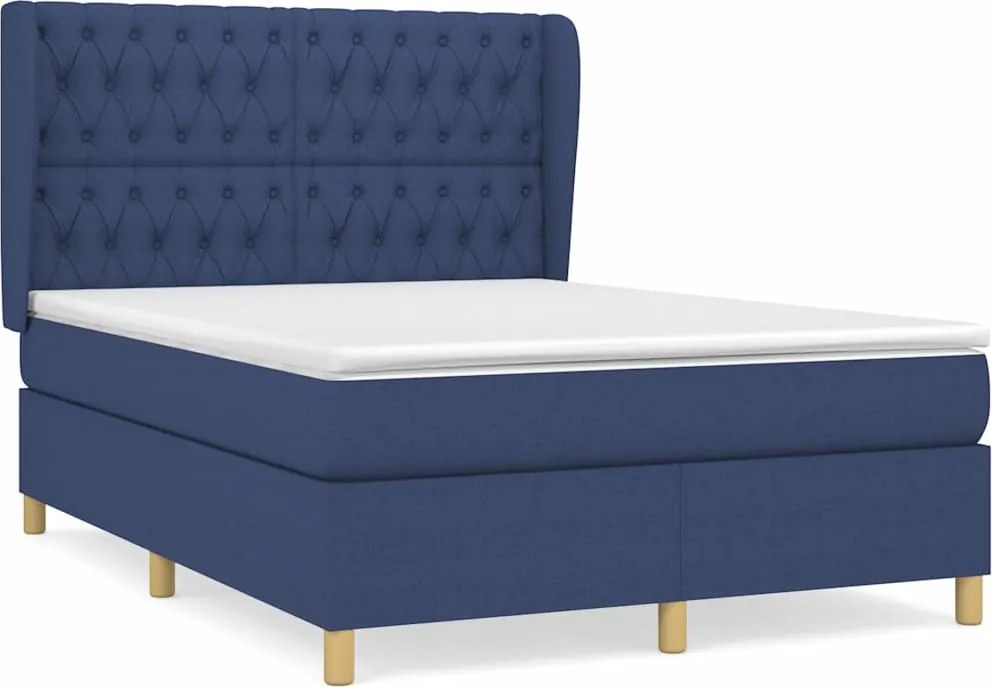 Box spring postel s matrací modrá 140x200 cm textil 3128771