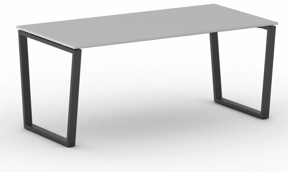 Kancelářský stůl PRIMO IMPRESS, 180x90 cm, černá podnož, šedá