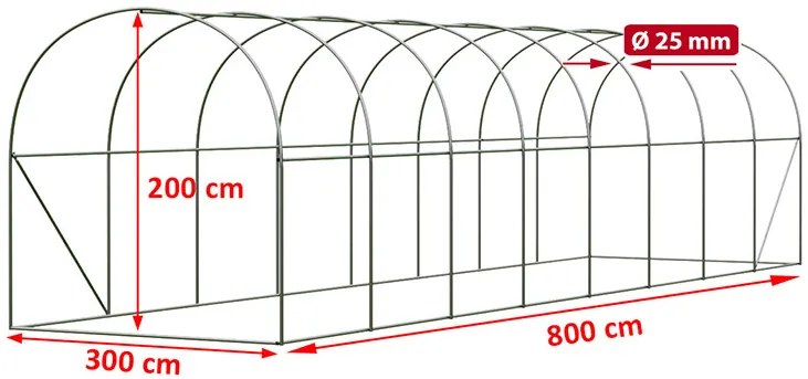 Zahradní fóliovník 3x8m zelená