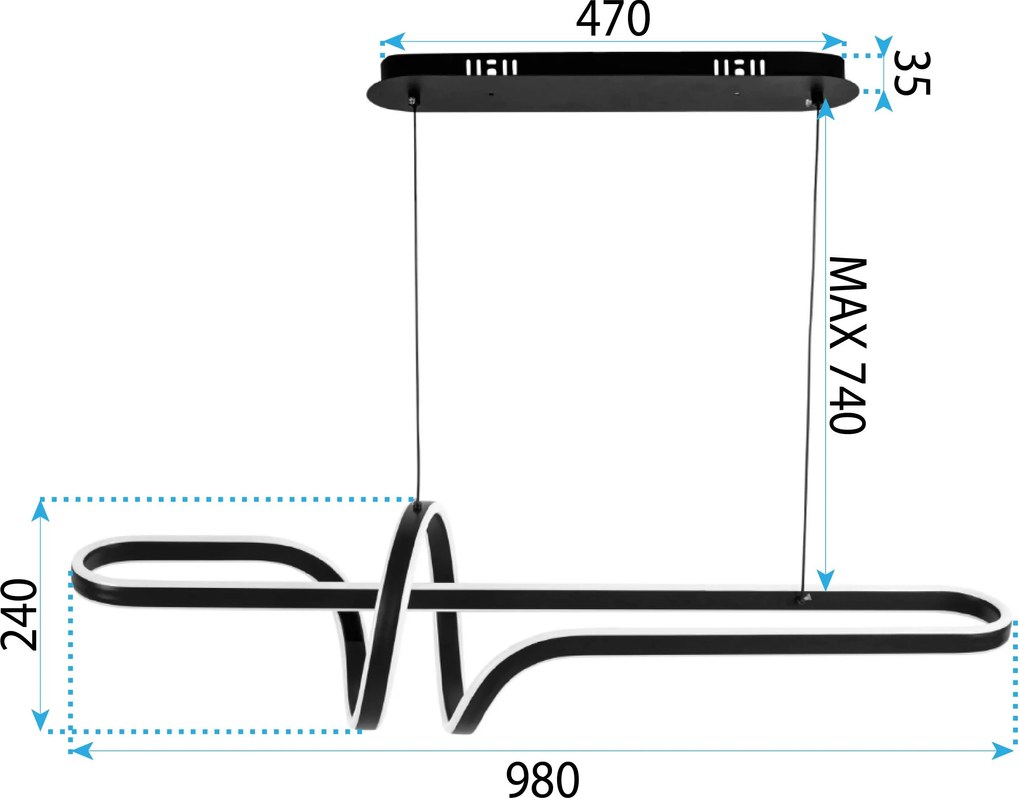 Toolight Toolight, LED stropní osvětlení 98cm, 100W, 4000K, G039-CP, zlatá lesklá, OSW-06306