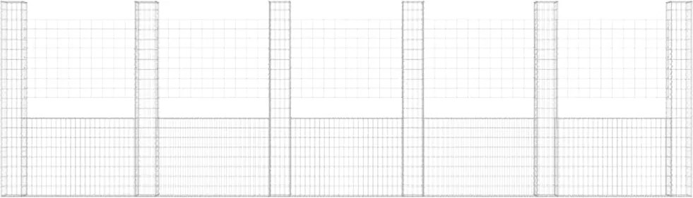 Gabionový koš ve tvaru U se 6 sloupky železo 620 x 20 x 200 cm 151293