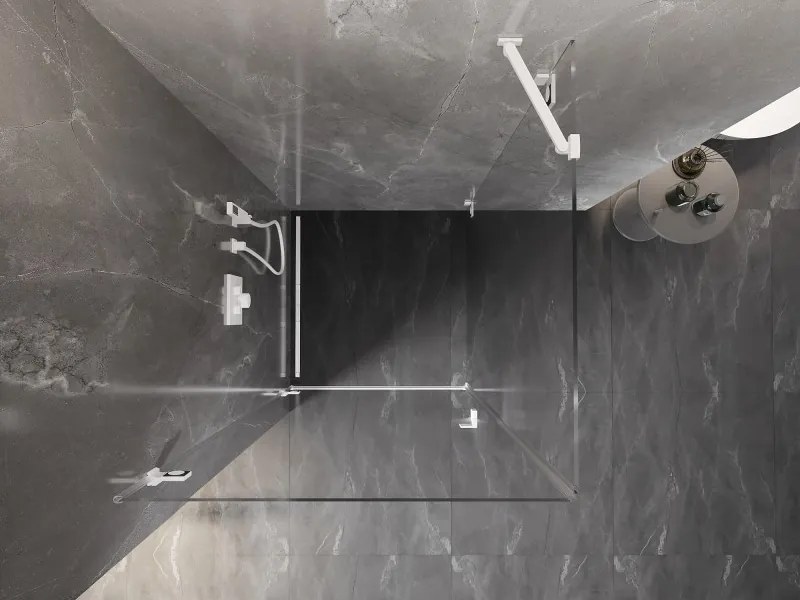 Mexen Lunar-B, výklopný sprchový kout levý 70 x 70 cm, 8mm čiré sklo, bílý profil, 832-070-070-20-00-L