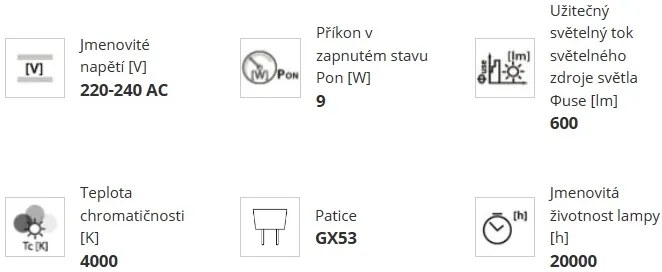 Led žárovka GX53 Kanlux Chromatičnost: 3000K (Teplá bílá)