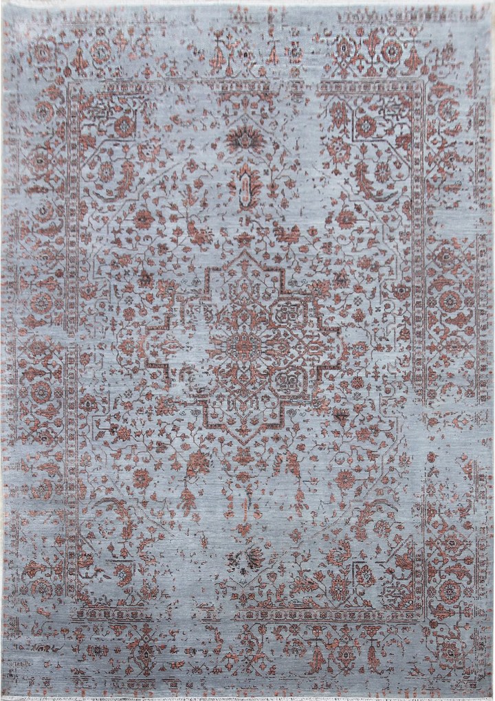 Ručne viazaný kusový koberec Diamond DC-SIRAPI Silver / copper, 245x305, červená, chodba / predsieň, Diamond Carpets India
