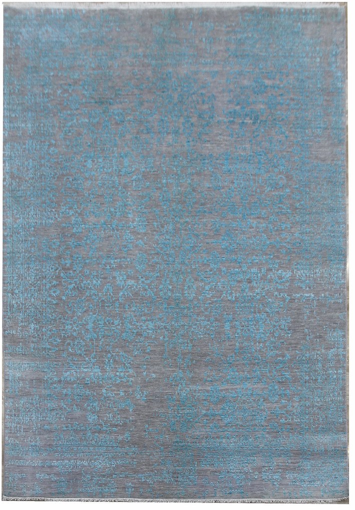 Diamond Carpets India, Ručně vázaný kusový koberec Diamond DC-JK 1 Silver/light blue, 160x230, modrá, chodba / předsíň